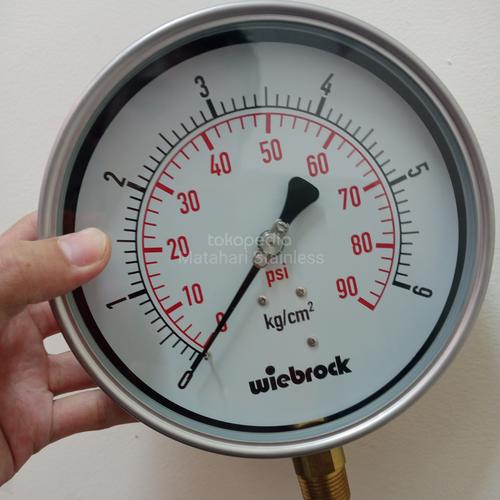 Jual Pressure Gauge Manometer Stainless 6 " inchi 6 Bar 90 Psi ...