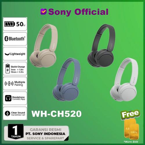 Promo Sony WH-CH520 WHCH520 CH 520 Wireless Bluetooth On Ear Headphones ...