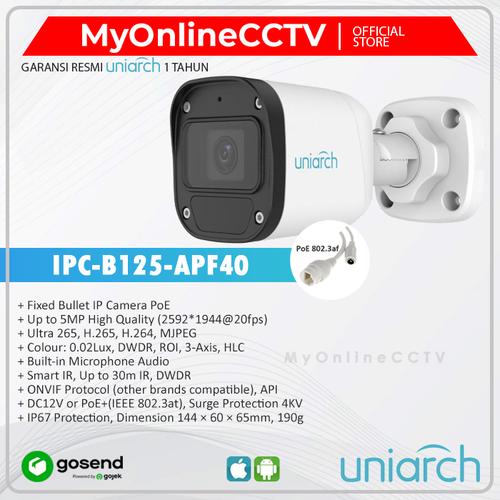 Promo IPC-B125-APF40 5MP Audio Uniarch UNV IP Camera CCTV Outdoor Cicil ...