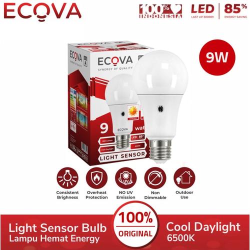 Jual Ecova Lampu LED 9 Watt Sensor Cahaya Light Sensor Bulb 9W ...