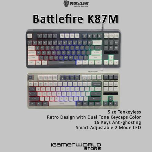 Jual Rexus Battlefire K87M TKL Membrane Gaming Keyboard - CREAM WHITE ...