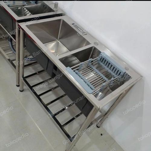 Jual KITCHEN SINK 8245 STAINLESS+KAKI MEJA PORTABLE LENGKAP KRAN/BLACK ...