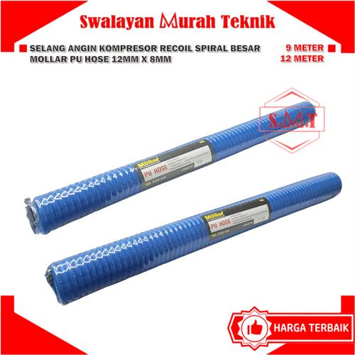 Jual Selang Angin Kompresor Recoil Spiral BESAR 12mm x 8mm MOLLAR PU ...