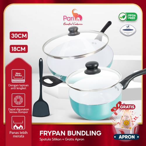 Promo PARIM Panci Set 3in1 Ceramic Series Panci Susu 18cm dan Wokpan ...