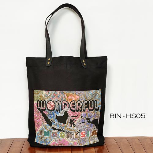 Jual Totebag Canvas Hitam Saku Batik Indonesia 02 Tas oleh oleh ...