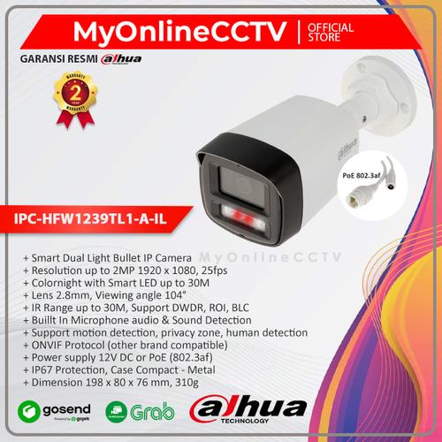 Promo IPC-HFW1239TL1-A-IL Dahua Audio IP Camera PoE CCTV 2MP Dual Light Cicil 0% 3x - Jakarta ...