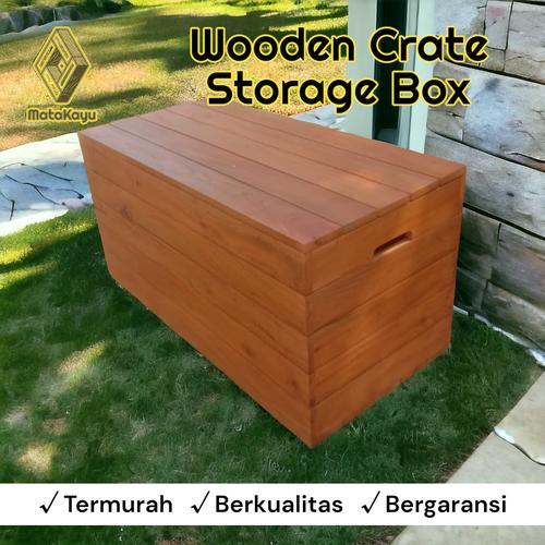 Promo Wooden crate kotak peti kayu tutup storage box penyimpanan ...