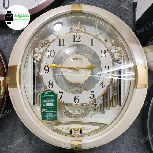Jual Jam Dinding Seiko Melodies QXM603 QXM603W White Marble Original ...