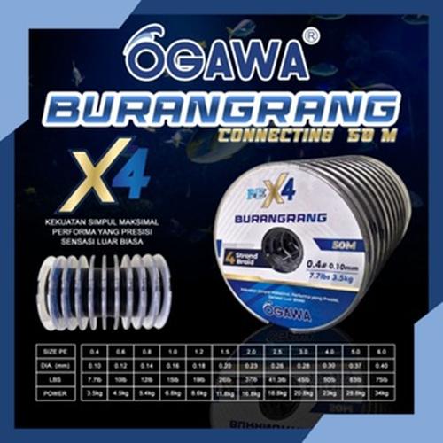 Jual Senar PE X4 Connecting Ogawa Burangrang 4 Strand Braid Panjang 50 ...