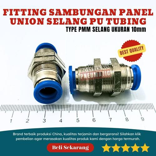 Jual Grosir FITTING SELANG PNEUMATIC BULKHEAD UNION 10mm FITTING PMM 10 ...