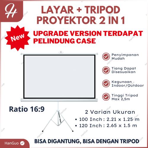 Promo Screen Projector With Standing Upgrade Version 100-120 Inch 16:9 ...