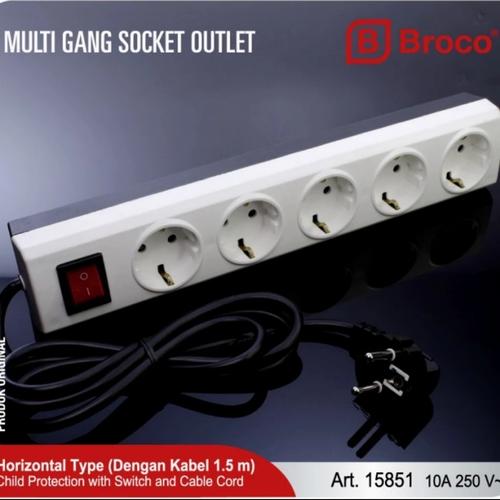 Jual BROCO STOPKONTAK 5 LUBANG CP EXTENSION STOP KONTAK + KABEL 1,5 ...