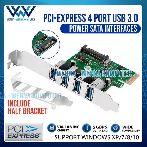 Jual PCI EXPRESS TO 4 PORT USB 3.0 SATA POWER INTERFACES + HALF BRACKET - Jakarta Pusat - Werna ...