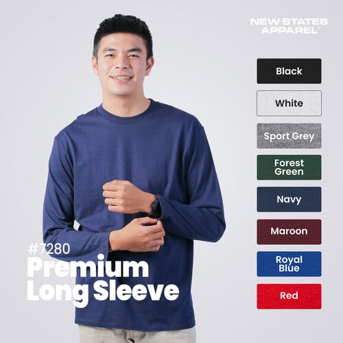 Jual New States Apparel Premium Cotton Long Sleeve 7280 - Royal Blue, S ...