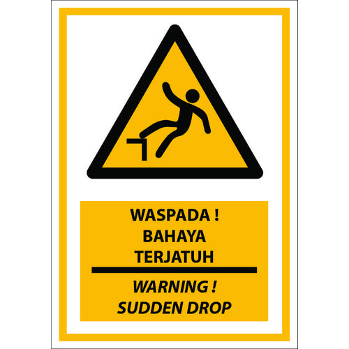 Jual Sign Akrilik K3 Waspada Bahaya Terjatuh/Sudden Drop Bilingual A4 ...