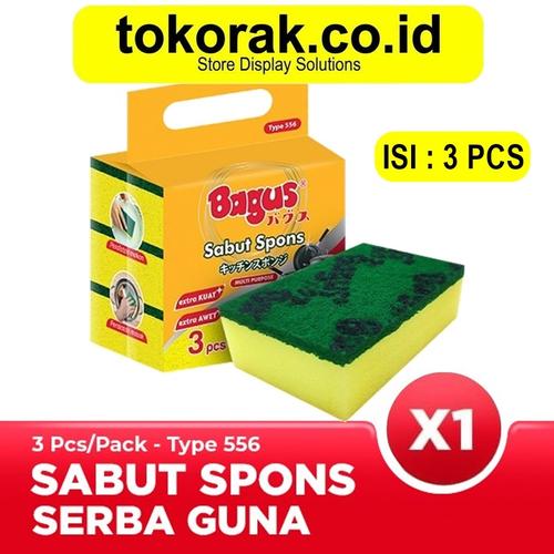 Jual BAGUS SABUT SPONS CUCI PIRING 3 PCS 556 SPONGE MULTI PURPOSE SPON ...