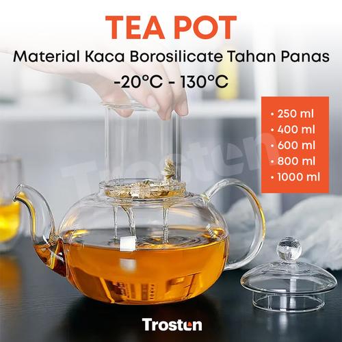 Promo Teko Kaca Teh 400 ml - Clear Glass Kettle Tea - Saringan Teh Kaca ...