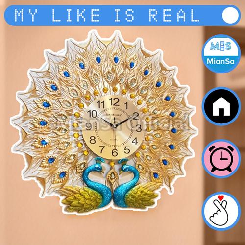 Jual MIANSA | Jam Dinding Besar Mewah 3D Model Burung Merak Kembar FS67 ...