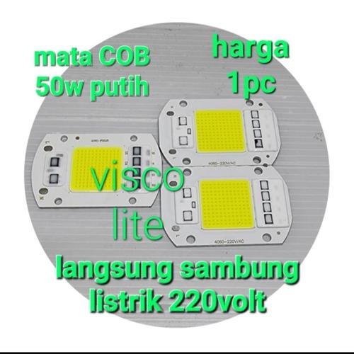 Jual mata led pju cob 50w 50 watt / chip sorot cob 50watt arus listrik ...