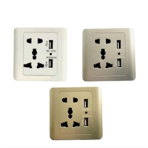 Promo Stop Kontak Colokan Dinding Power Socket 2 Usb Universal - Hitam ...