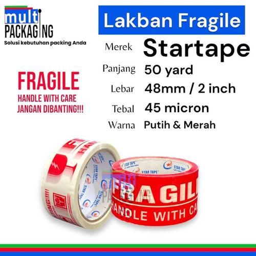 Jual Lakban Fragile Star Tape Uk. 2 inch x 50 yard (BOX) - Putih - Kota ...