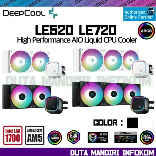 Promo DeepCool LE520 LE720 ARGB - 240mm I 360mm AIO Liquid CPU Cooler ...