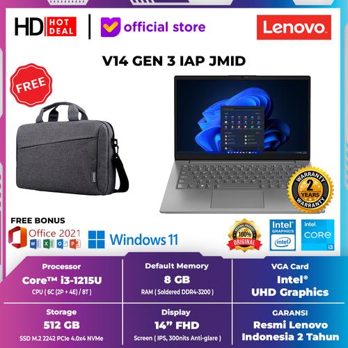 Promo LENOVO V14 GEN 3 IAP JMID GREY INTEL CORE i3-1215U 8GB 512SSD W11+OHS - BUNDLE PREMIUM ...