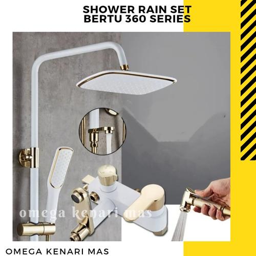 Jual RAIN TIANG SHOWER SET COLUMN PANAS DINGIN MIXER WHITE GOLD PUTIH ...