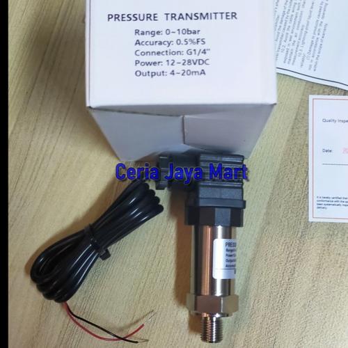 Jual Pressure Transmitter Transducer 10 Bar 4-20mA DC 12V 24V High ...