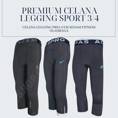 Jual Premium Celana Legging Sport 3/4 Cowok Pria Gym Senam Fitness ...