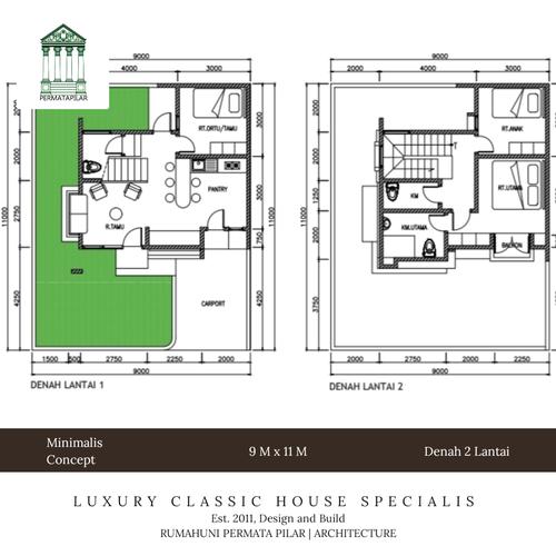 Jual Desain Denah Type 99/95, Rumah Minimalis Modern 2 Lantai - Kota ...