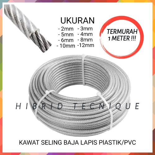 Promo Tali Seling Baja Kawat Sling Lapis Plastik PVC 2 3 4 5 6 8 10 12 mm - 2mm - Jakarta Timur ...