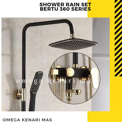 Jual SHOWER TIANG SET COLUMN KRAN MIXER PANAS DINGIN BLACK GOLD HITAM ...