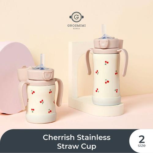 Jual Grosmimi Stainless Straw Cup - Botol Minum Sedotan Dengan Handle Anak - Olive-Pistachio ...