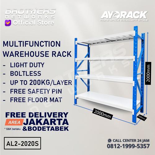 Promo RAK GUDANG BESI 200KG 2 METER 4 SUSUN AYORACK AL2-2020S WAREHOUSE ...