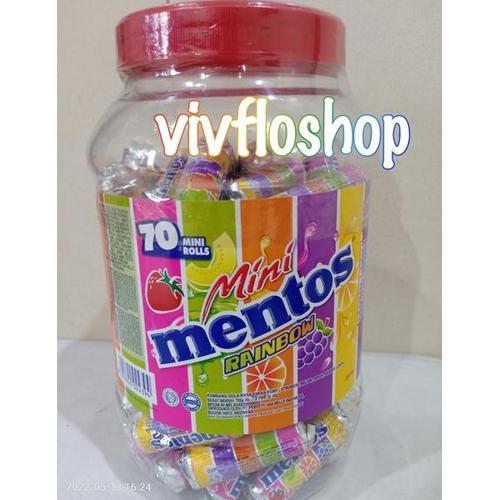Jual Permen Mentos Rainbow Mini Roll Kemasan Toples (isi 70 pcs ...