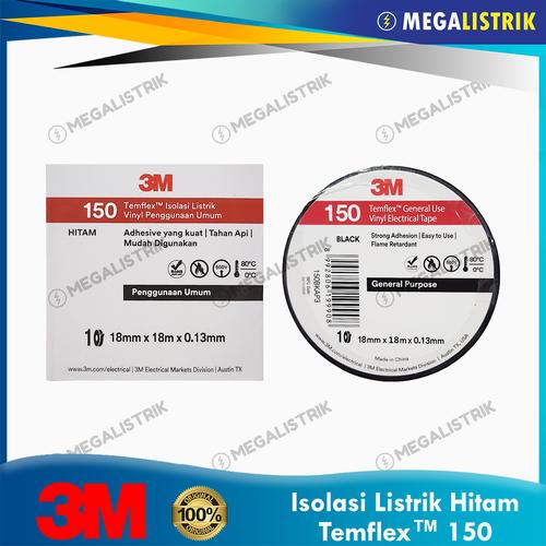 Jual 3M Isolasi Listrik Hitam Temflex 150 / Solasi Kabel / Selotip ...