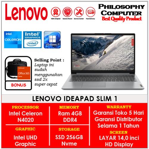 Jual LENOVO IDEAPAD SLIM 1 14 N4020 8GB 256GB W11+OHS 14.0 - Unit+Antigores, 8GB 512GB WIN11 ...