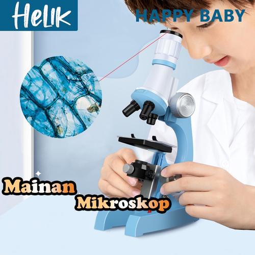 Jual Mainan Edukasi Anak Mikroskop LED Biologi Kit Lab 1200X - Biru ...
