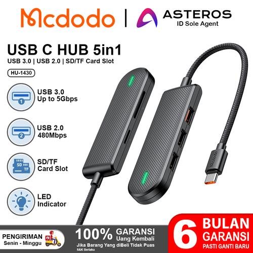 Jual MCDODO HUB 5 in 1 Type C USB 3.0 SD/TF Card Slot LED Indicator HU-1430 - Jakarta Pusat ...
