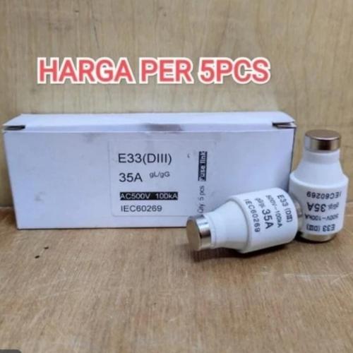 Jual FUSE LINK E33(DIII) 35A 500V 100KA fuse botol keramik - Jakarta Barat - sukses elektrikal ...