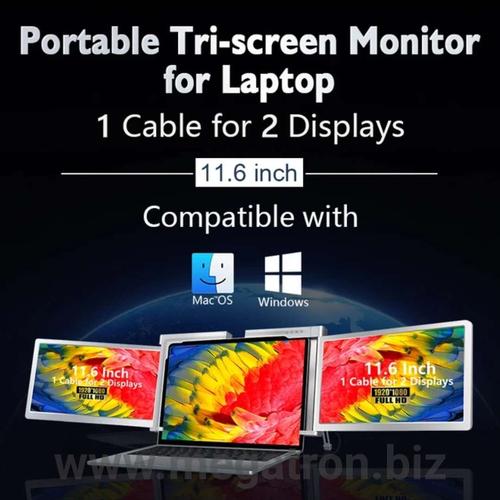 Jual Portable Triple Screen Monitor 11.6 inch -1 cable(support MacBook ...