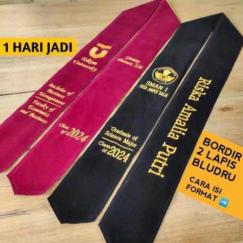 Jual Selempang Wisuda Leher Kalung Premium - custom model, hitam Gold ...