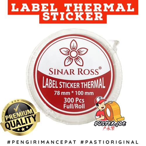 Jual Label Kertas Thermal 78x100 Barcode Sinar Ross isi 300 PER 1 ROL ...
