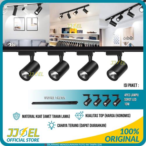 Jual Paket 1 set isi 4 lampu rel track light led lampu sorot rel 10 ...
