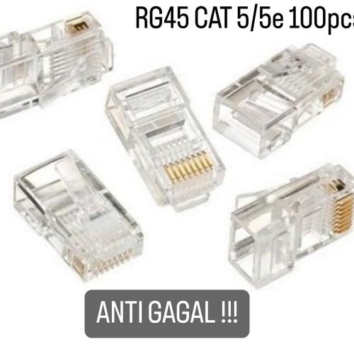 Jual CONNECTOR RJ45 CAT 5 100PCS / JACK RJ45 LAN CAT 5 PLASTIK ISI 100 ...