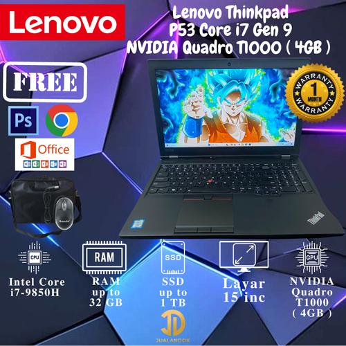 Jual Lenovo Thinkpad P53 Core i7 Gen9 - RAM 32GB - NVIDIA Quadro T1000 ...
