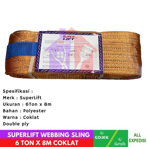 Jual Super Lift webbing sling 6 ton x 8 m / tali angkat barang 6t x 8m ...