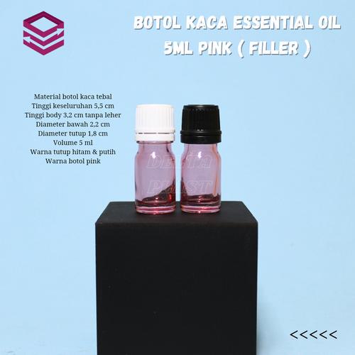 Jual Botol kaca 5ml pink tebal / Botol kaca filler 5ml / Tutup filler ...