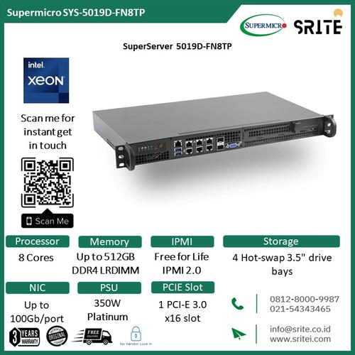 Jual Supermicro Edge Server 1U Intel Network Appliance IOT Computing SD ...